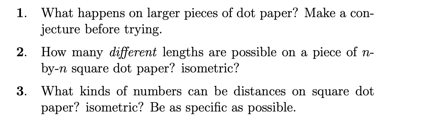 Solved 1. What happens on larger pieces of dot paper? Make a | Chegg.com