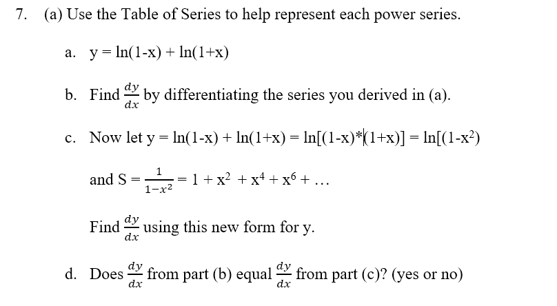 Solved (a) Use the Table of Series to help represent each | Chegg.com
