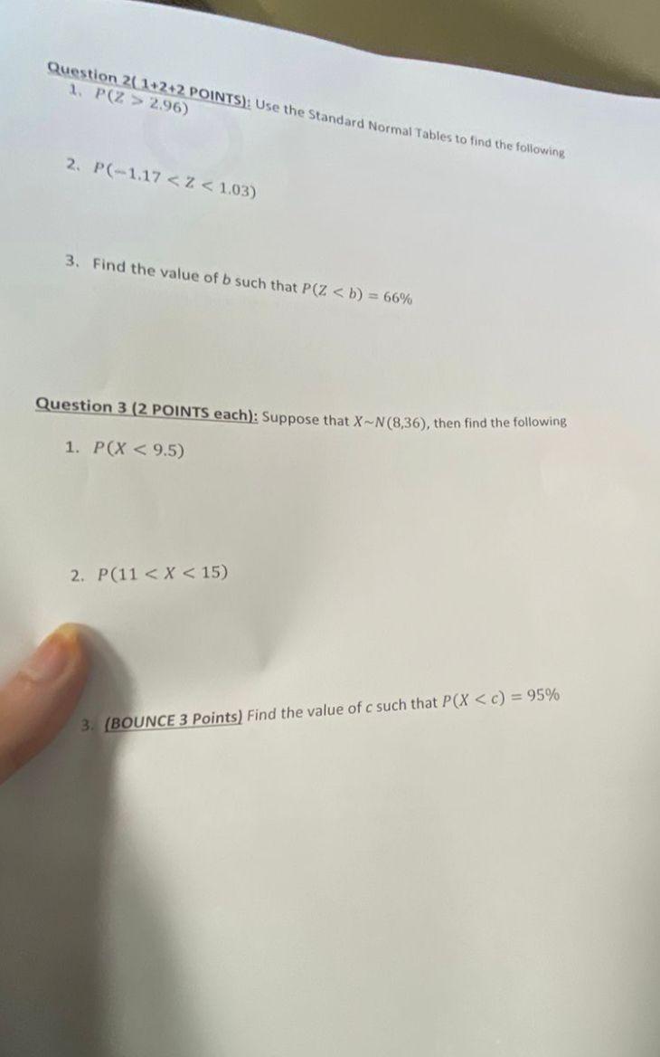 Solved 1. P(z>2(1+2+2 POINTS): Use the Standard Normal | Chegg.com