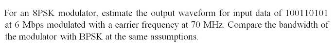 Solved For an 8PSK modulator, estimate the output waveform | Chegg.com