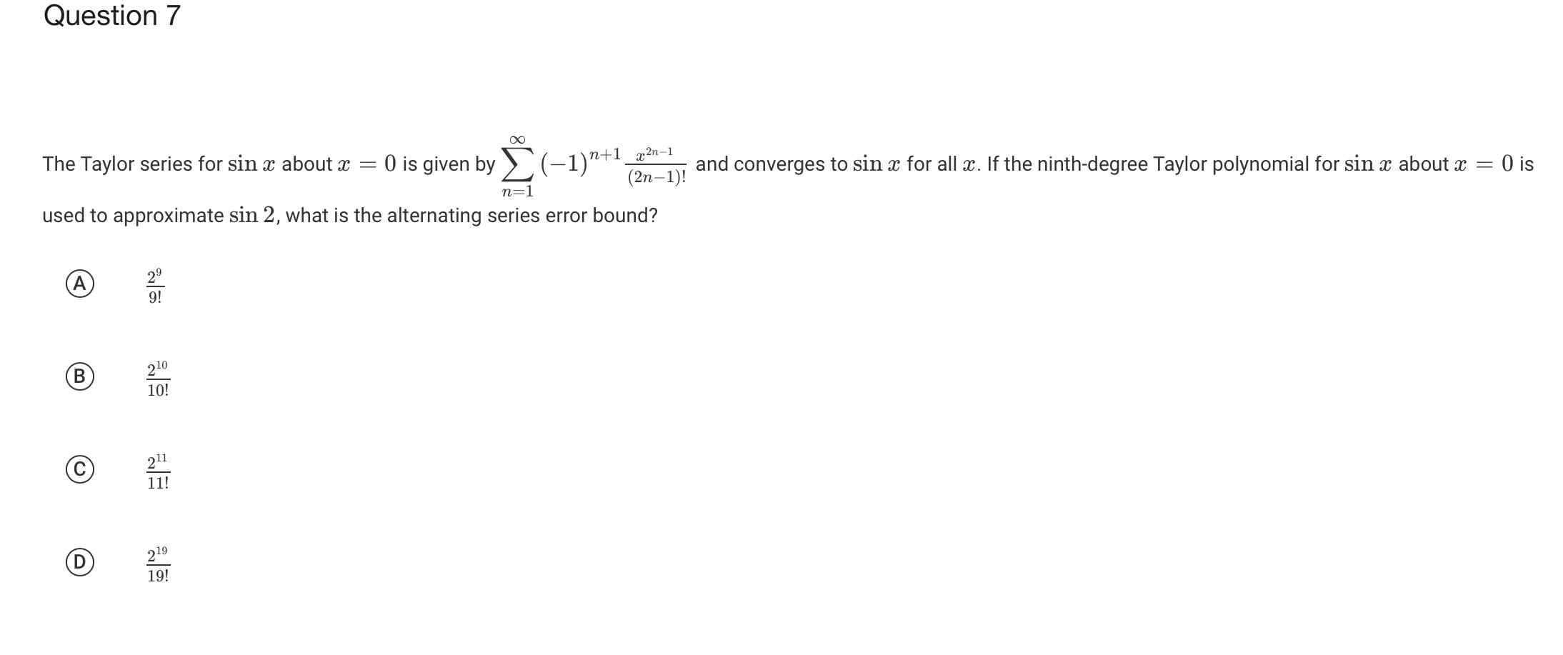 Solved What is the approximation for the value of cos(21) | Chegg.com