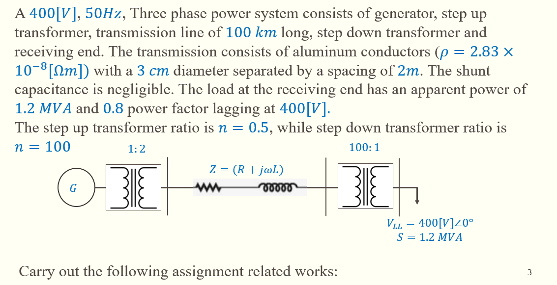 Solved A 400[ V],50 Hz, Three phase power system consists of | Chegg.com