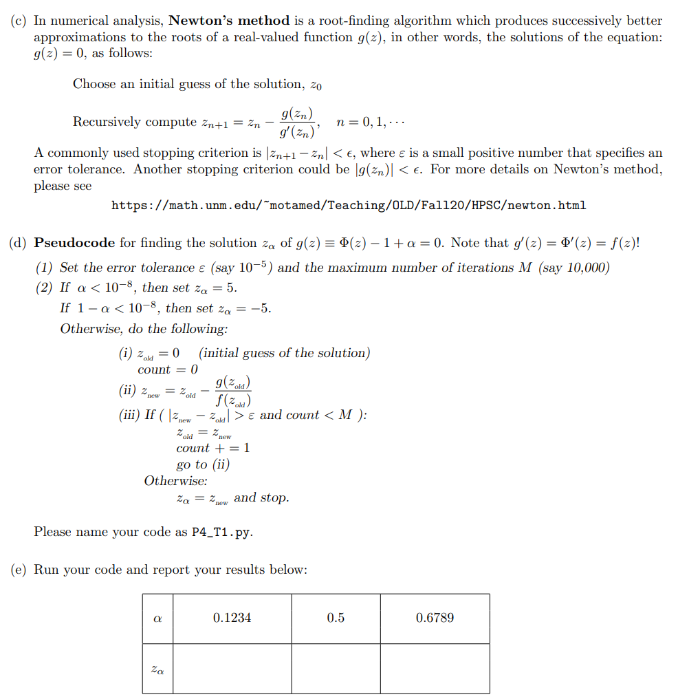Task I (1.5 pts): Implement Newton's method to find | Chegg.com