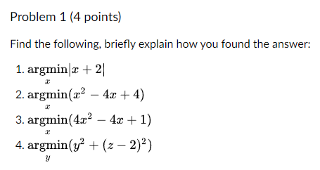 Solved Problem 1 (4 points) Find the following, briefly | Chegg.com