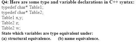Solved Q4: Here are some type and variable declarations in | Chegg.com