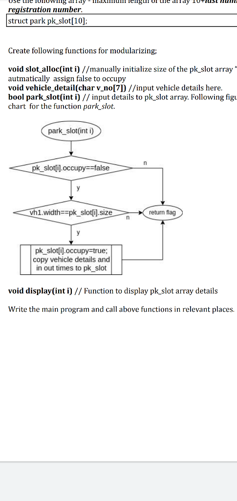 Solved Write a c program to implement a car parking | Chegg.com