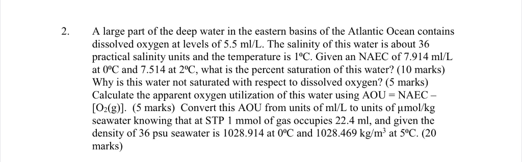 2. A large part of the deep water in the eastern | Chegg.com