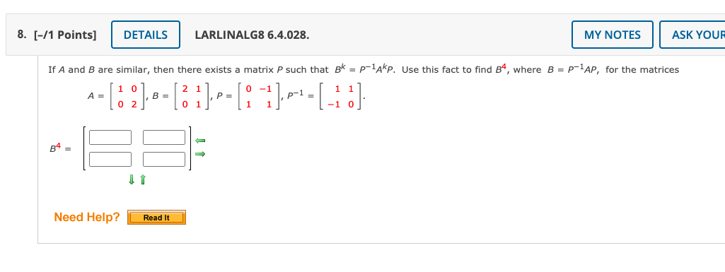 Solved 1. [0/1 Points] DETAILS PREVIOUS ANSWERS LARLINALG8 | Chegg.com