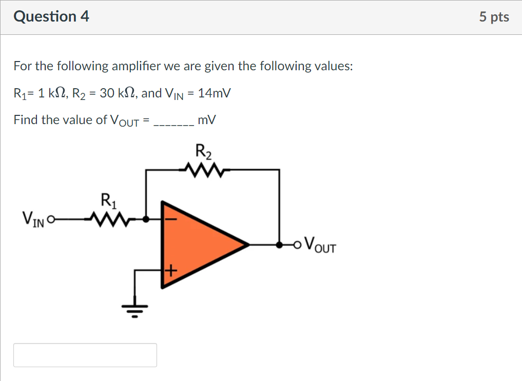 Solved For the following amplifier we are given the | Chegg.com