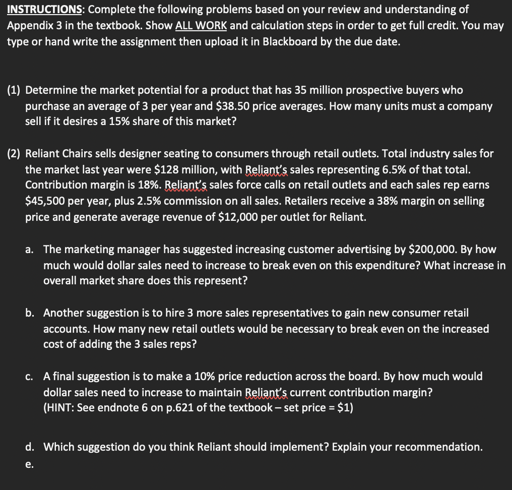 Solved INSTRUCTIONS: Complete the following problems based | Chegg.com