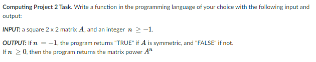 Solved I need a program in C++, Computing Project 2 Task. | Chegg.com