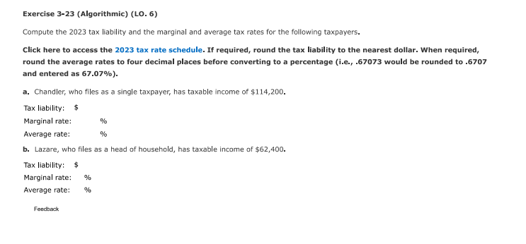 Solved Exercise 3-23 (Algorithmic) (LO. 6) Compute the 2023 | Chegg.com
