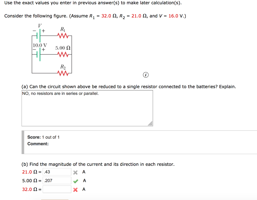 Solved Use the exact values you enter in previous answer(s) | Chegg.com