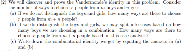 Solved (2) We will discover and prove the Vandermonde's | Chegg.com