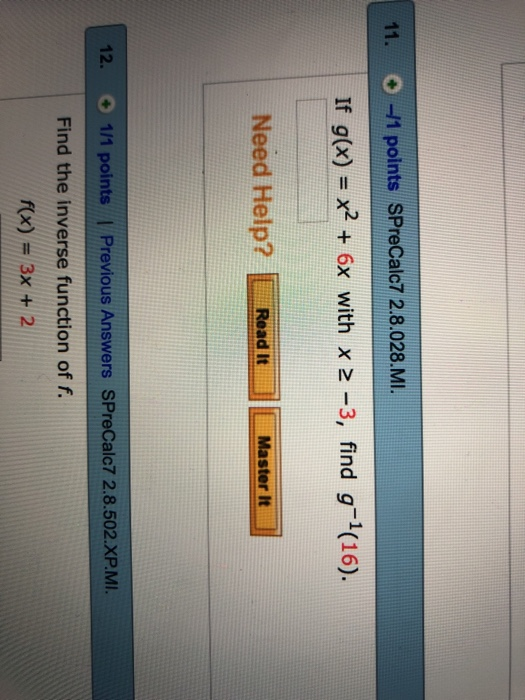 Solved Need Help? Read It ·35 points ! s Answers SPreCalc7 | Chegg.com Solved Need Help? Read It ·35 points ! s Answers SPreCalc7 | Chegg.com