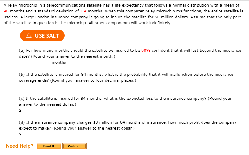 Solved A relay microchip in a telecommunications satellite | Chegg.com