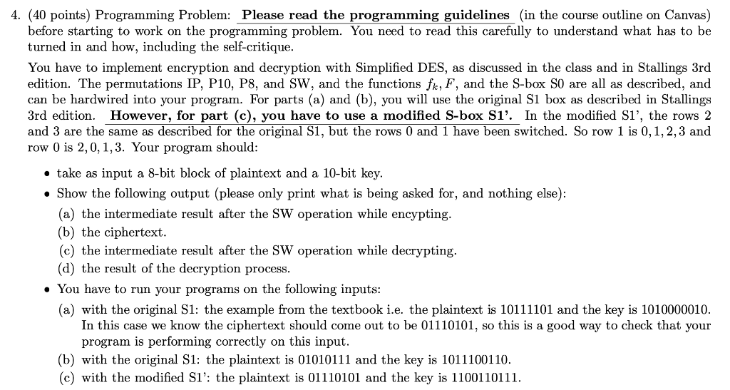 4. (40 points) Programming Problem: Please read the | Chegg.com