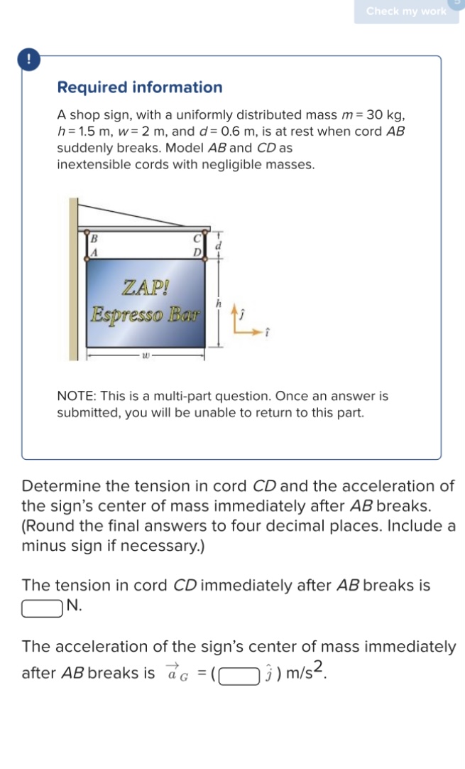 Solved Required information A shop sign, with a uniformly | Chegg.com