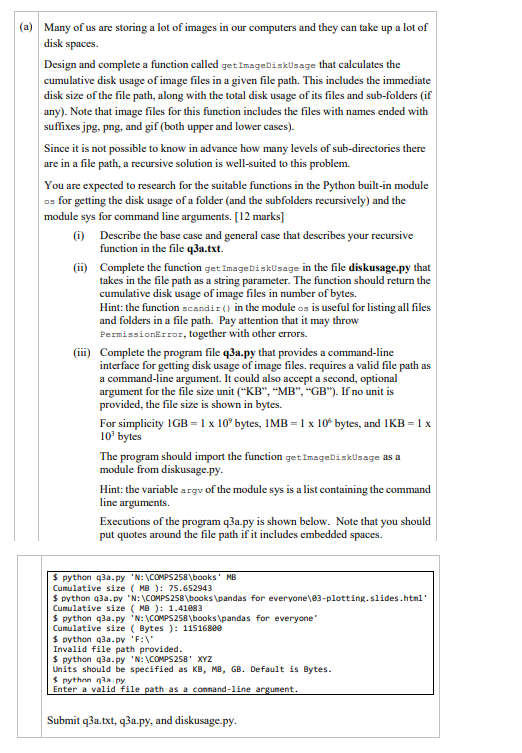 Solved (a) Many of us are storing a lot of images in our | Chegg.com