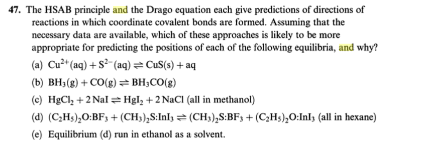 47. The HSAB principle and the Drago equation each | Chegg.com