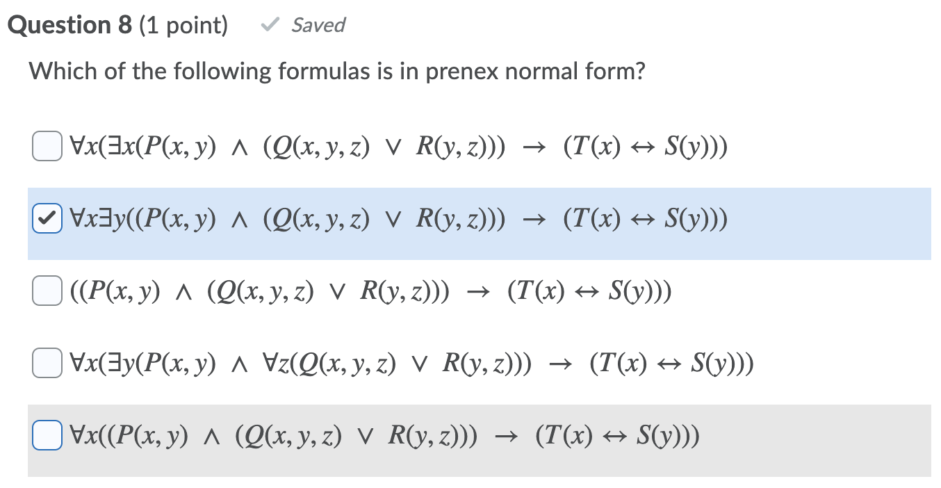 Solved Question 8 (1 point) Saved Which of the following | Chegg.com