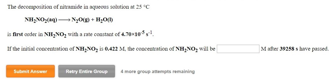 Solved The decomposition of nitramide in aqueous solution at | Chegg.com