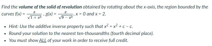 Solved 2 Find the volume of the solid of revolution obtained | Chegg.com