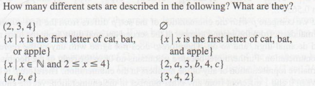 Solved How many different sets are described in the | Chegg.com