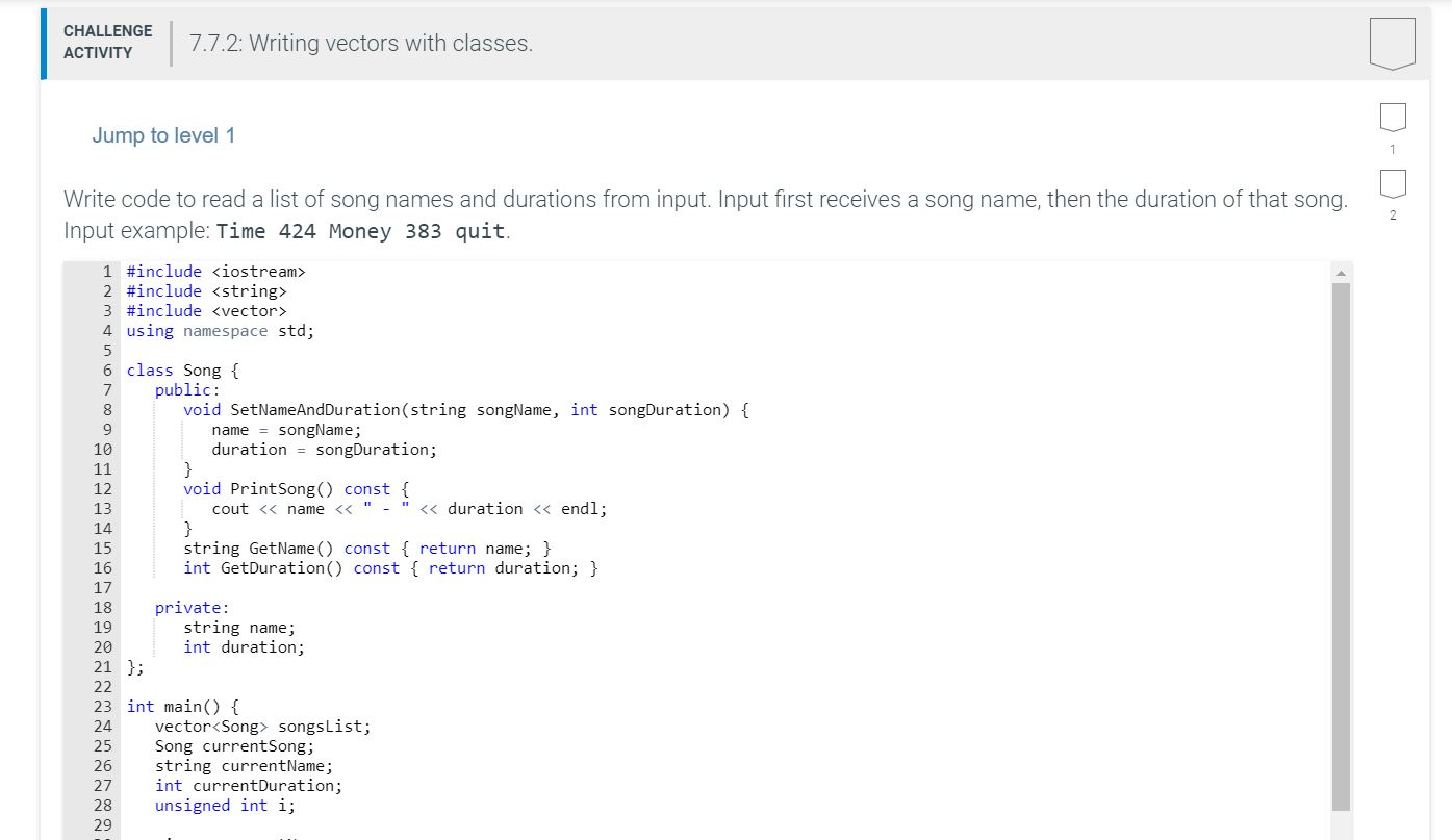Solved CHALLENGE ACTIVITY 7.7.2: Writing vectors with | Chegg.com