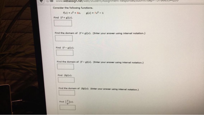 Solved Consider the following functions. f(x) = x^2 + 8x, | Chegg.com