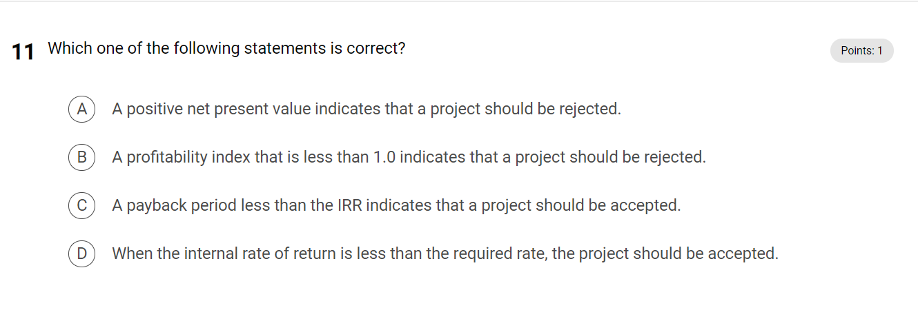Solved 11 Which one of the following statements is correct? | Chegg.com