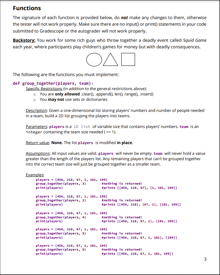 Solved Functions The signature of each function is provided | Chegg.com