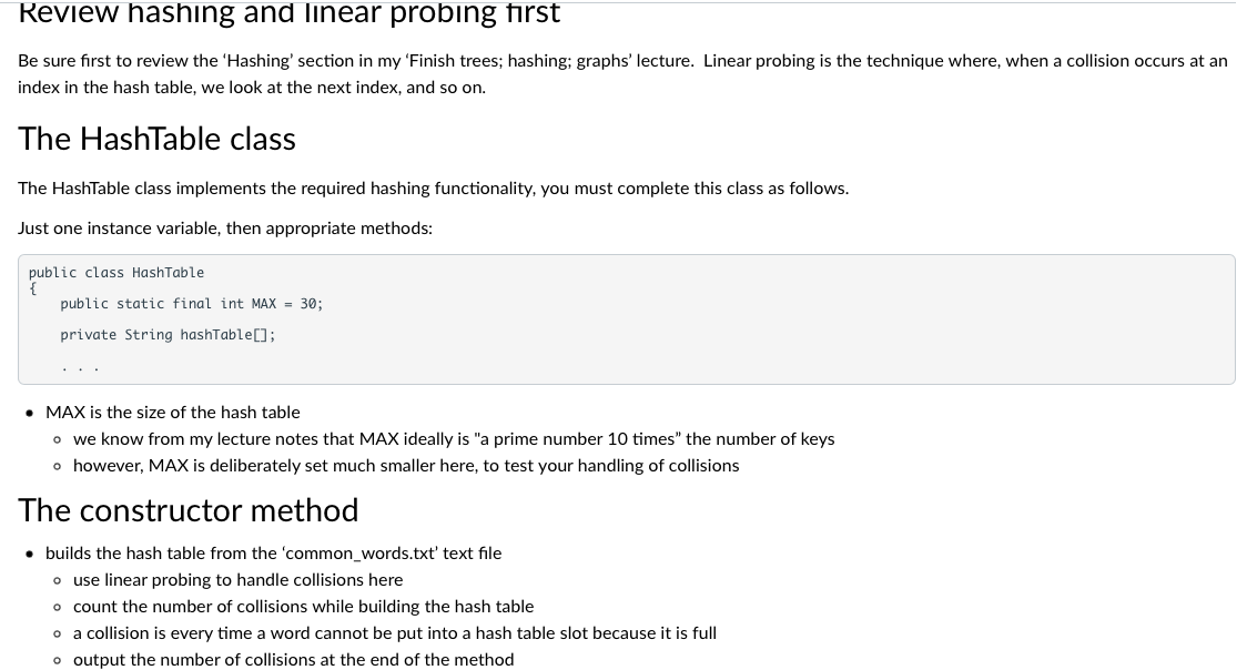 Solved Java Please Required To Implement Linear Probing 1119
