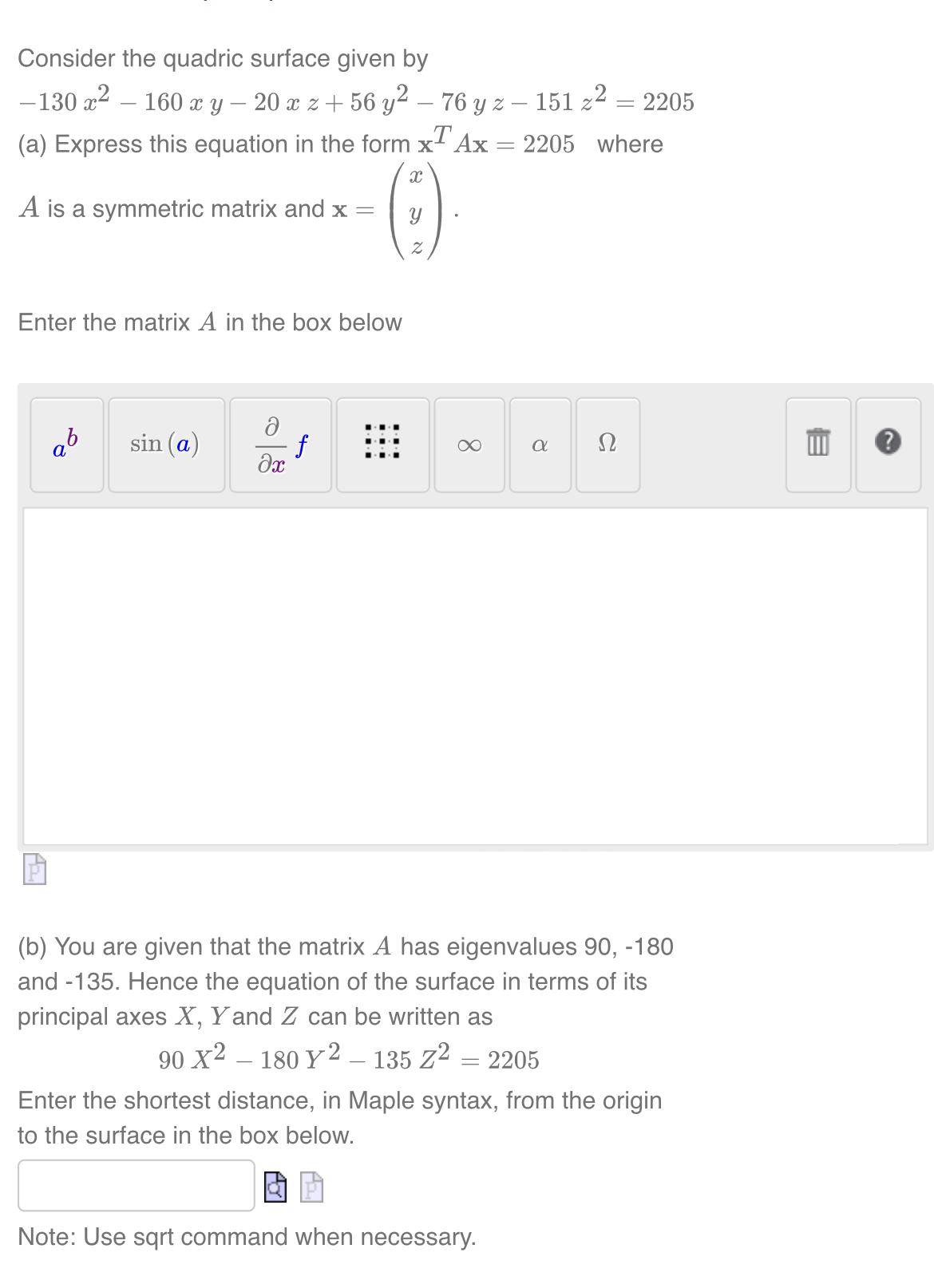Solved Consider the quadric surface given by | Chegg.com