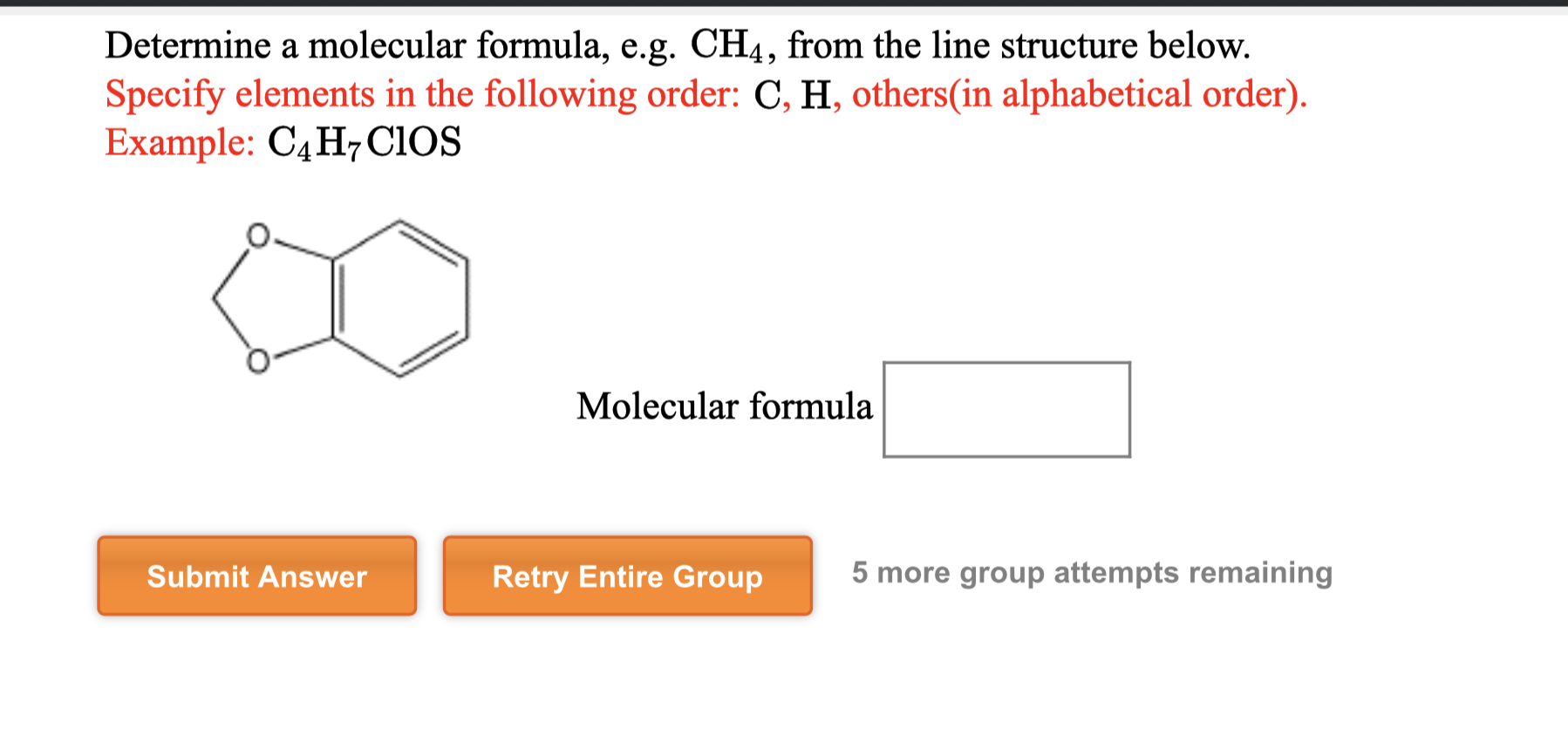 Solved Determine a molecular formula, e.g. CH4, from the | Chegg.com