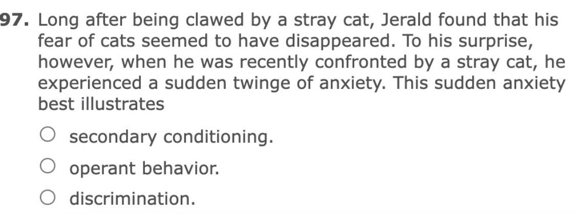 Solved 97. Long after being clawed by a stray cat, Jerald | Chegg.com
