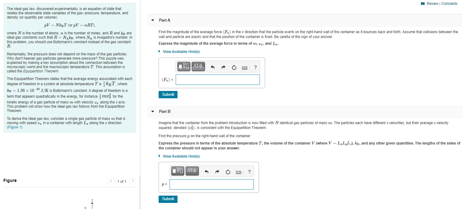 Solved A Review Constants Part A The ideal gas law, | Chegg.com