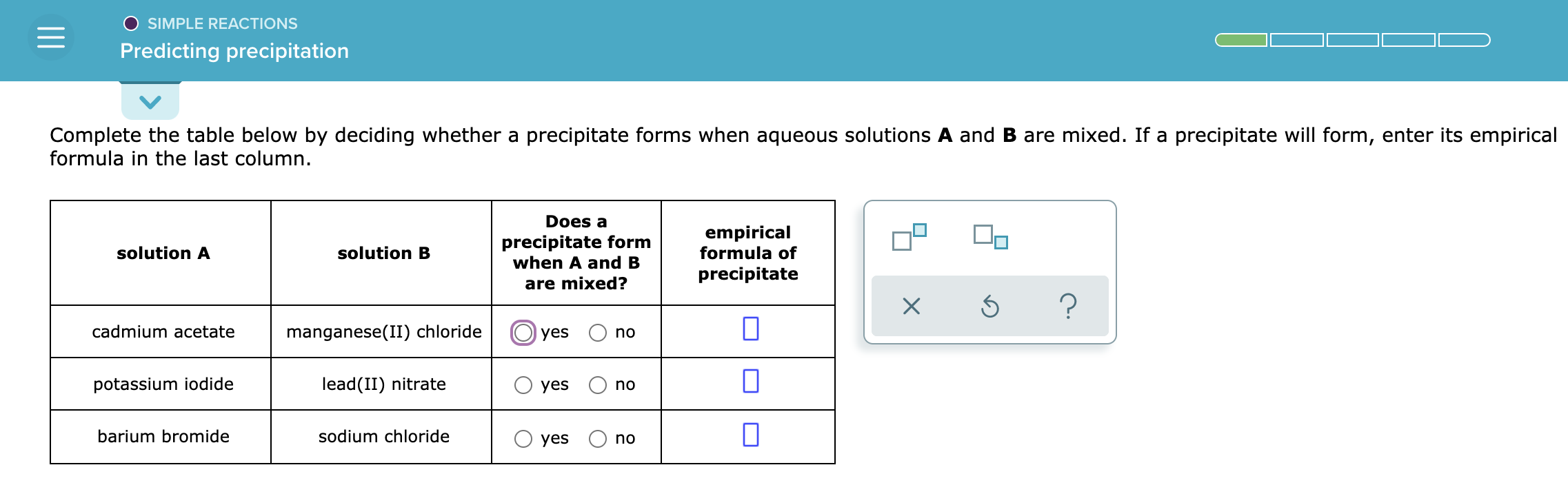 Solved O SIMPLE REACTIONS Predicting precipitation Complete | Chegg.com