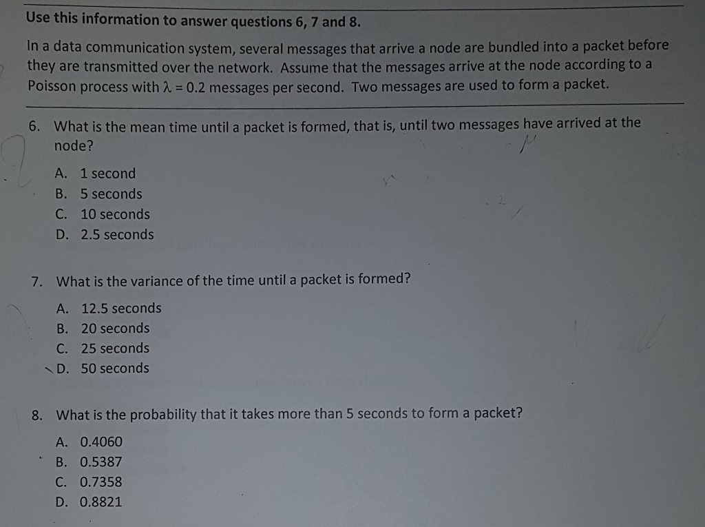 Solved Use this information to answer questions 6, 7 and 8. | Chegg.com