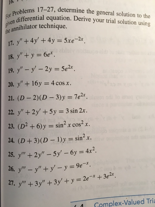 Solved 16. s 17-27, determine the general solution to the | Chegg.com