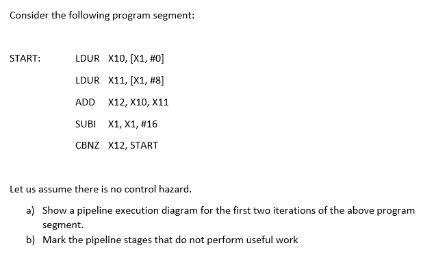 Solved Consider the following program segment: START: LDUR | Chegg.com