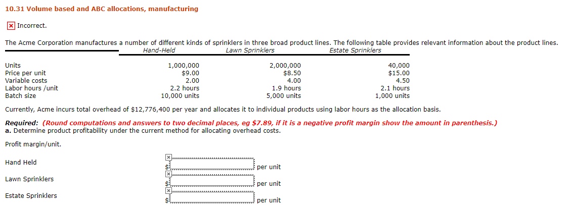 Solved 10.31 Volume based and ABC allocations, manufacturing | Chegg.com