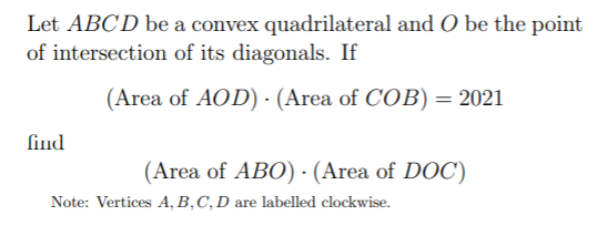 Solved Let ABCD be a convex quadrilateral and O be the point | Chegg.com