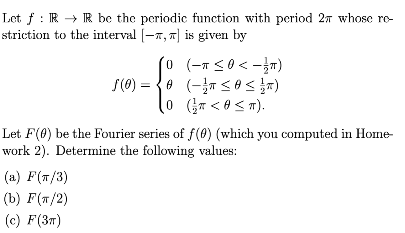 Solved Let f:R→R be the periodic function with period 2π | Chegg.com