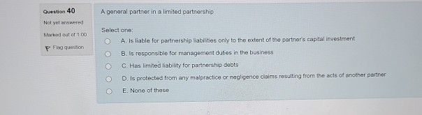 Solved A general partner in a limited partnership Question | Chegg.com