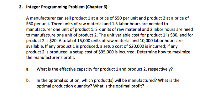 2 Integer Programming Problem Chapter 6 A 