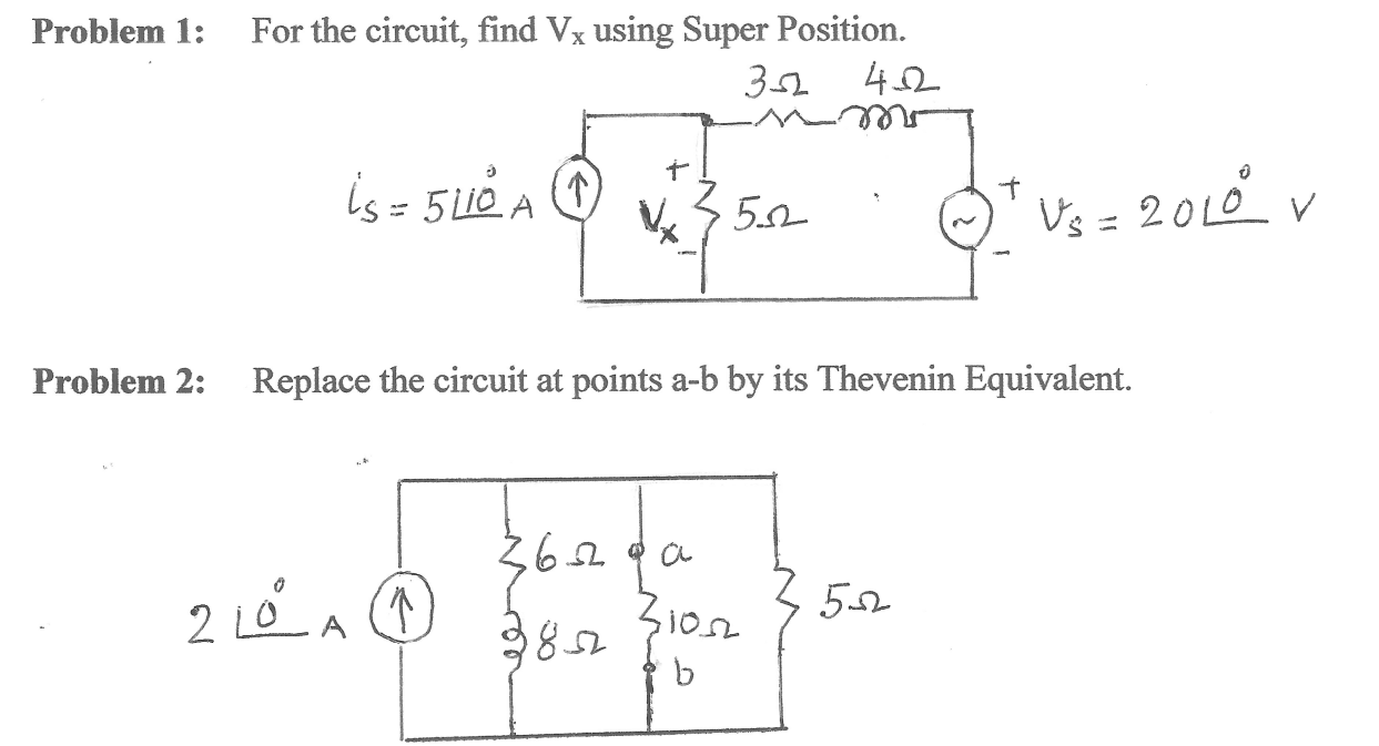 Solved Problem 1: For the circuit, find Vx using Super | Chegg.com