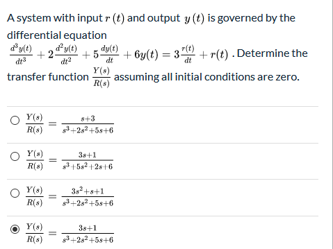 Solved A system with input r(t) and output y(t) is governed | Chegg.com