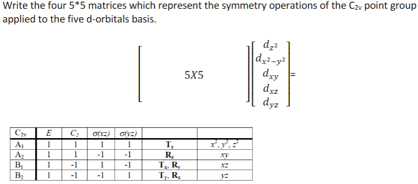 Write the four 5*5 matrices which represent the | Chegg.com