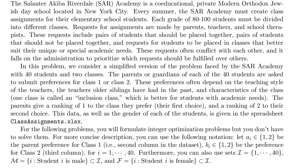 The problem faced by the SAR Academy is to decide | Chegg.com